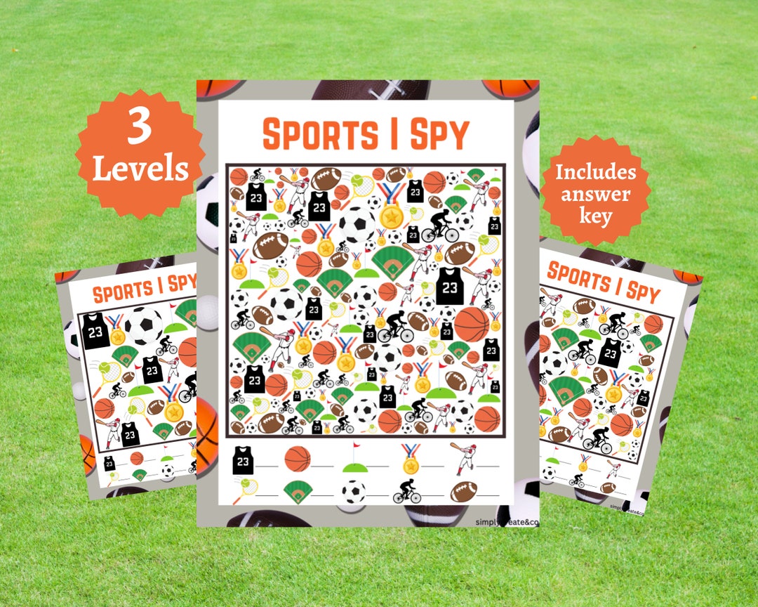 Sports I Spy Game, Printable Sports-themed Party Game for Kids, Athlete ...
