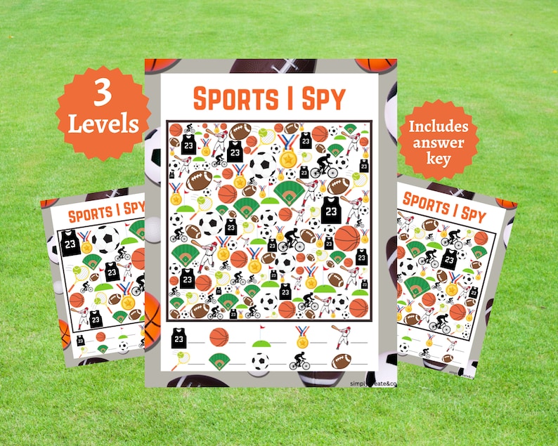 Sports I Spy Game, Printable Sports-themed Party Game for Kids, Athlete ...