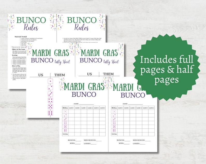 Mardi Gras Bunco, Printable Mardi Gras Party Game, Mardi Gras Activity ...