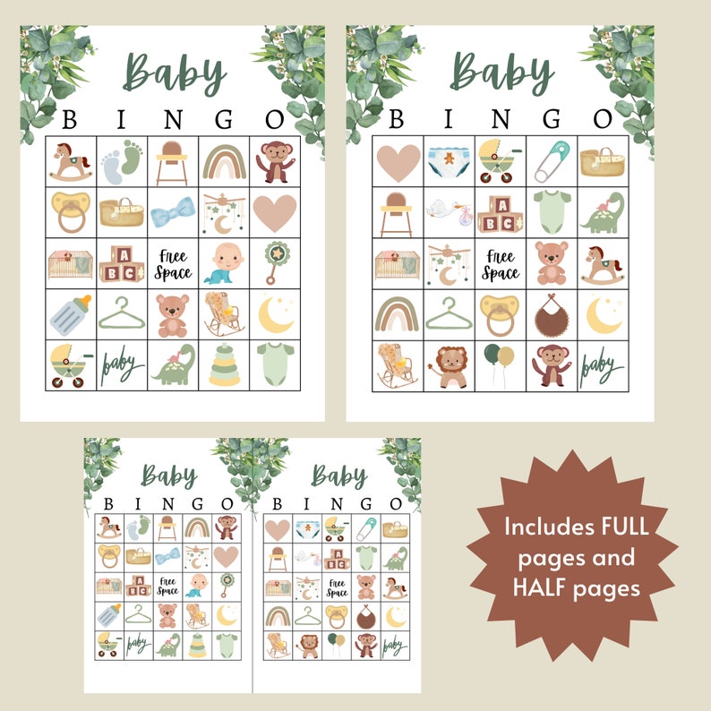 Baby Shower Bingo Cards, Printable Baby Shower Party Game for Groups ...