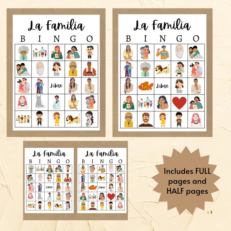 Spanish Family Bingo Game: Kids Learning Activity (digital Download) - Etsy