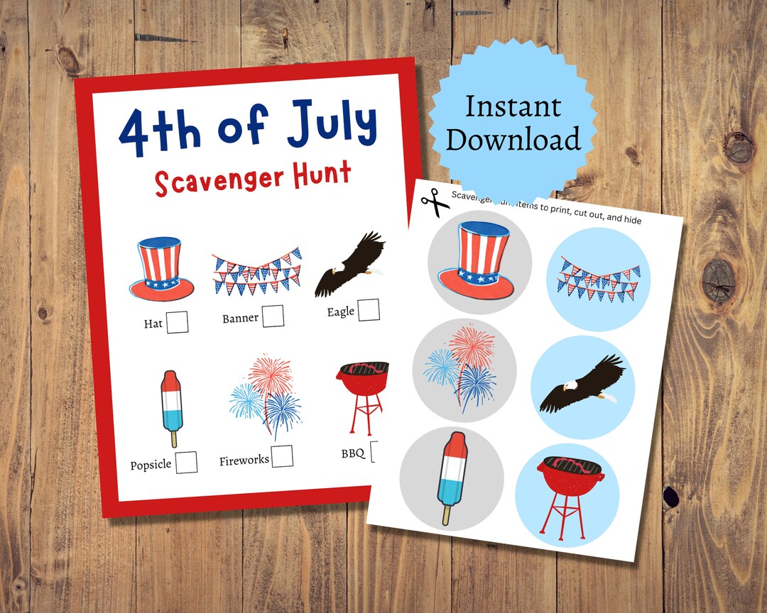 4th of July Scavenger Hunt for Little Kids, Fourth of July Party Game ...