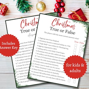 Christmas True or False Game, Printable Holiday Trivia Activity ...