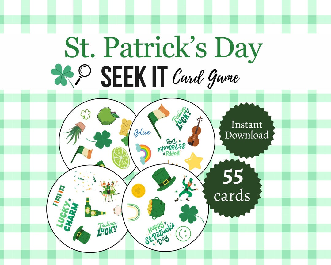 St. Patrick's Day Seek It Card Game, Printable St. Patrick's Party Game ...