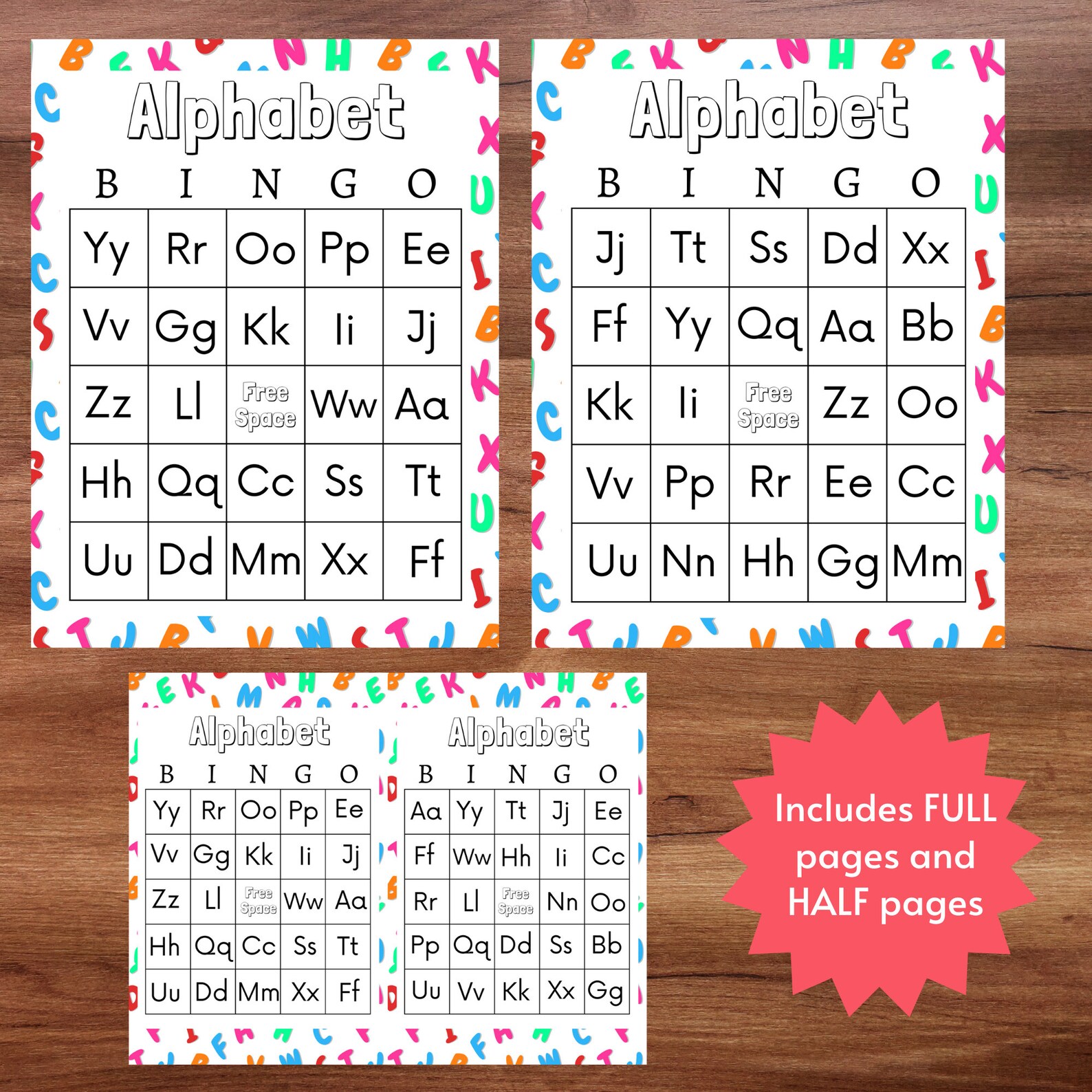 Alphabet Bingo Cards, Printable Letters Learning Game for Kids ...
