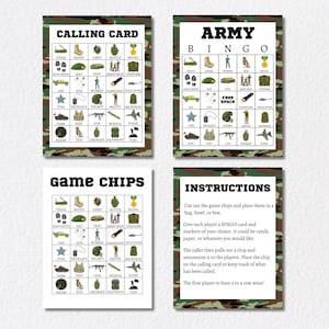 Army Bingo Cards, Printable Military Game for Kids, Teens, and Adults ...