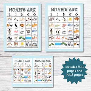 Noah's Ark Bingo Cards, Bible Stories Party Game for Kids, Teens, and ...