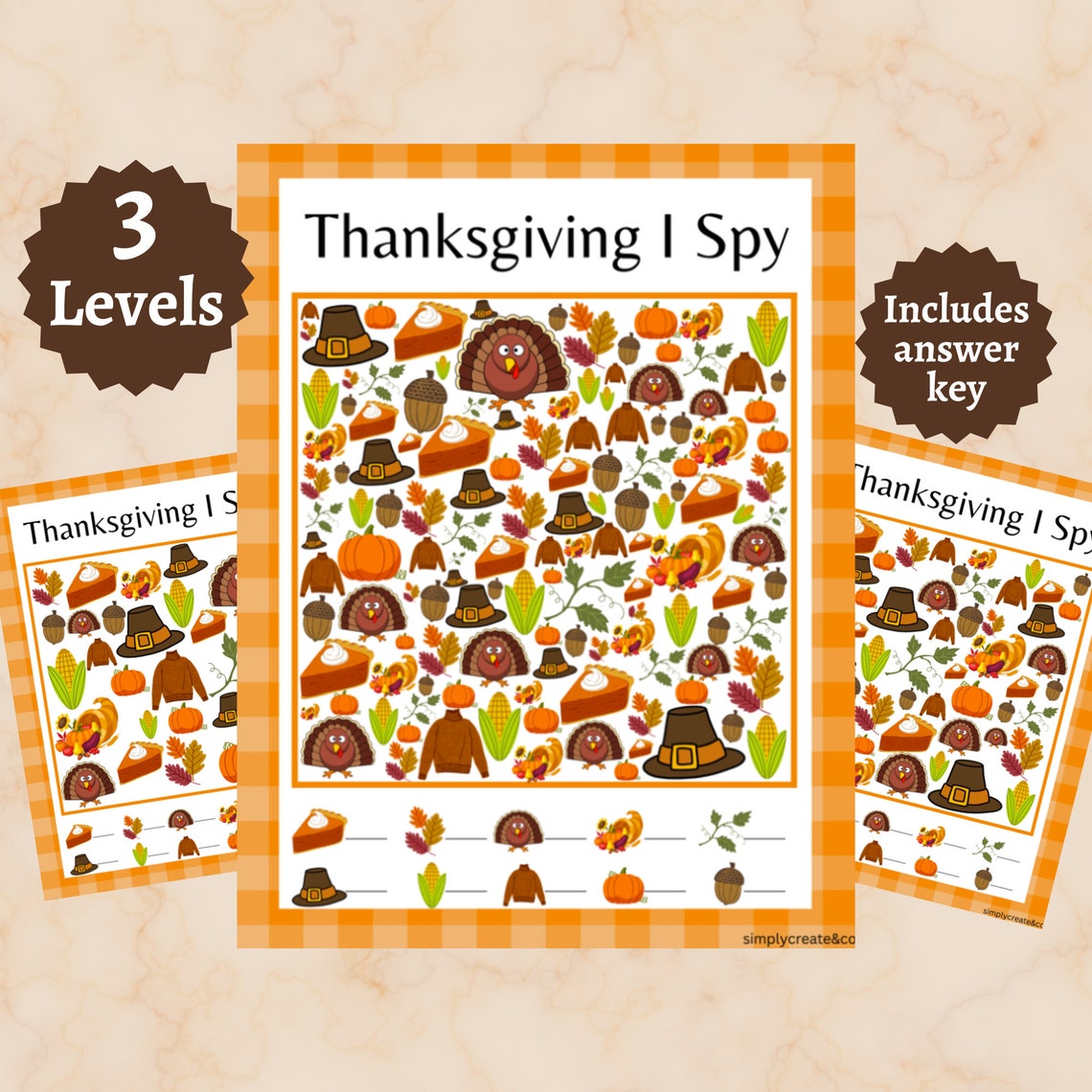 Thanksgiving I Spy Game, Printable Thanksgiving Activity for Kids ...