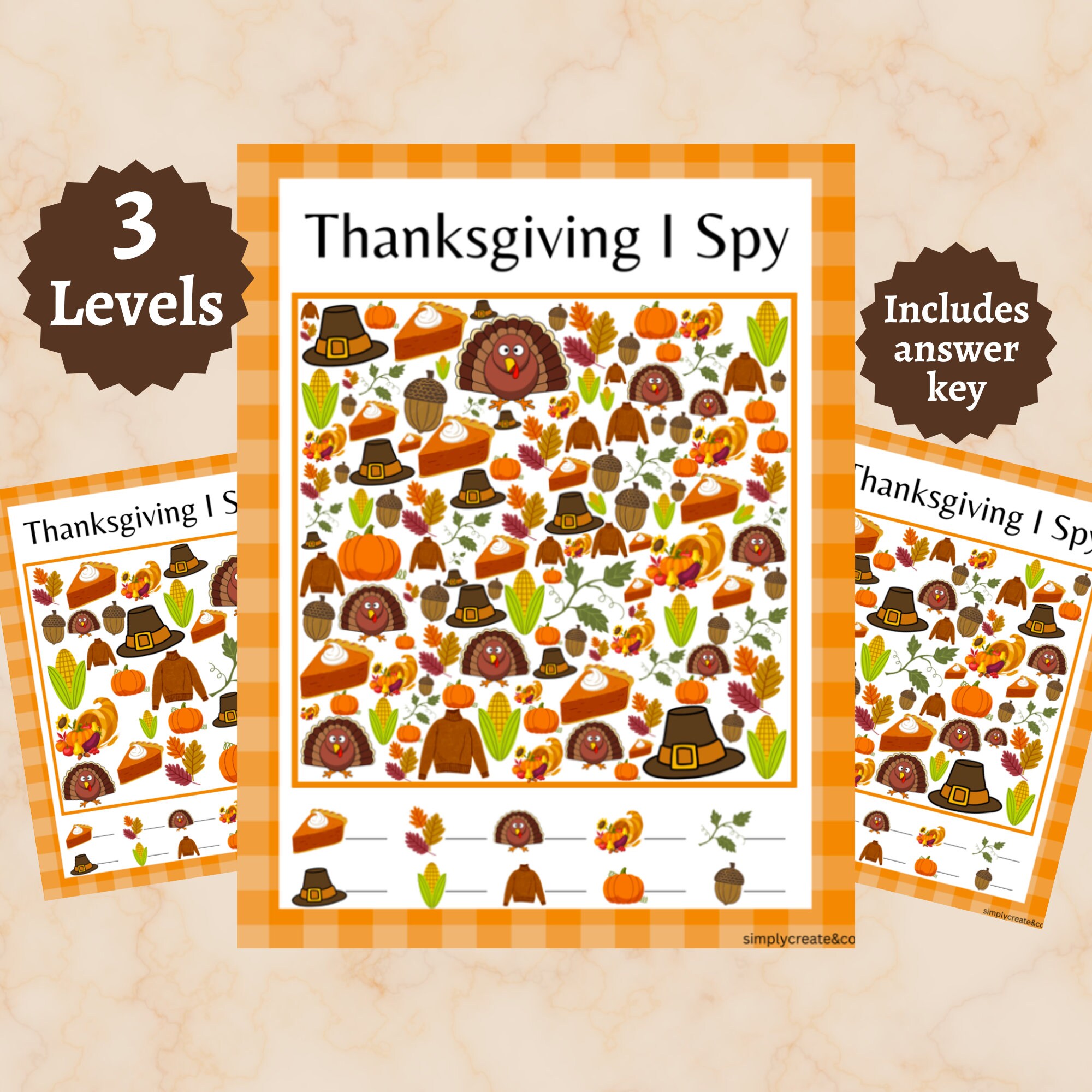 Thanksgiving I Spy Game, Printable Thanksgiving Activity for Kids ...