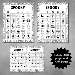 Spooky Bingo Cards, Halloween Party Game for Kids, Teens, and Adults ...