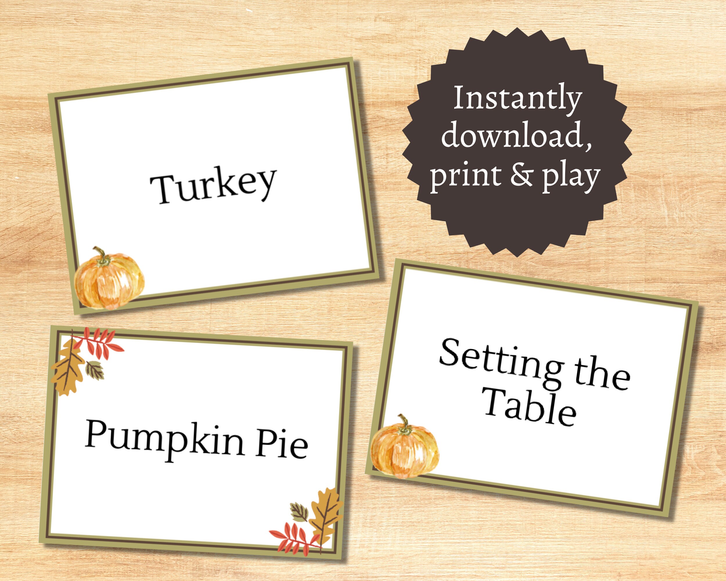 Thanksgiving Charades, Printable Thanksgiving Games, Turkey Day ...