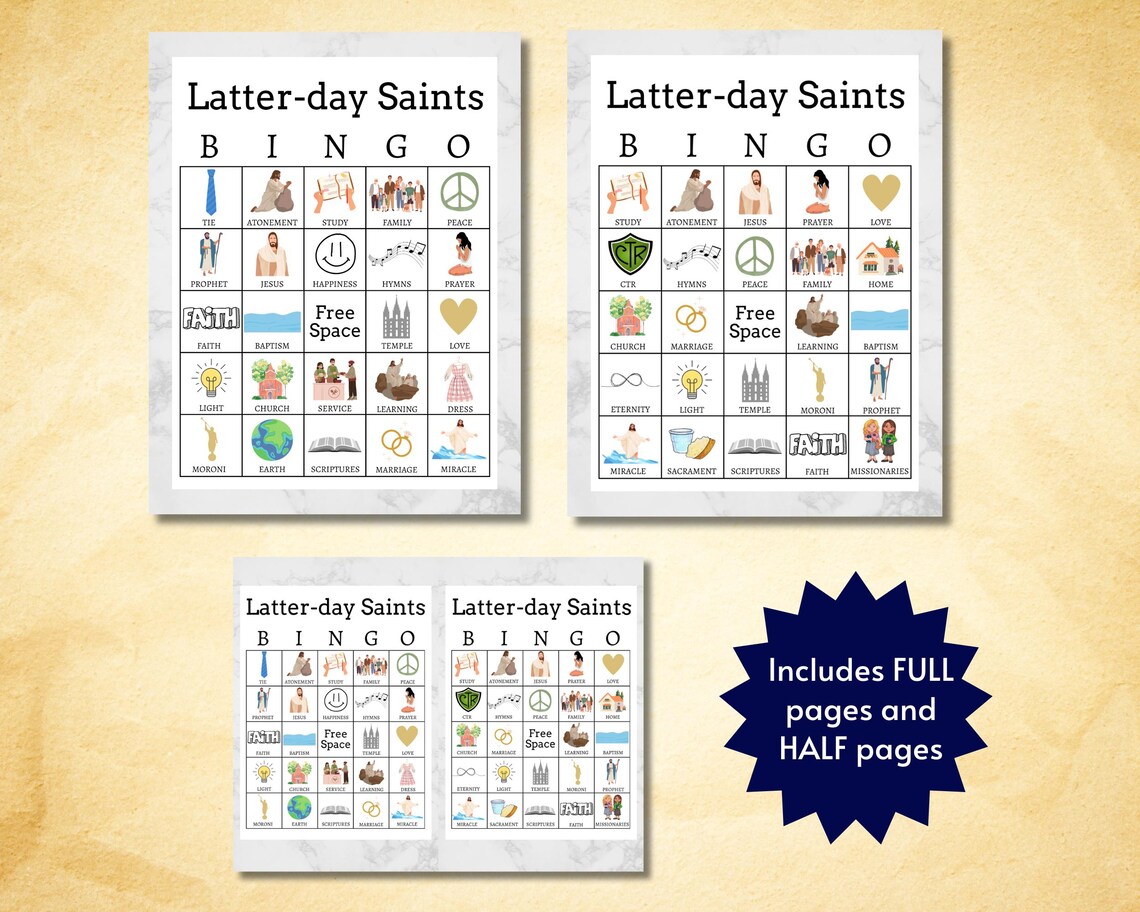 Latter-day Saints Bingo, Printable LDS Party Game for Kids, Teens, and ...
