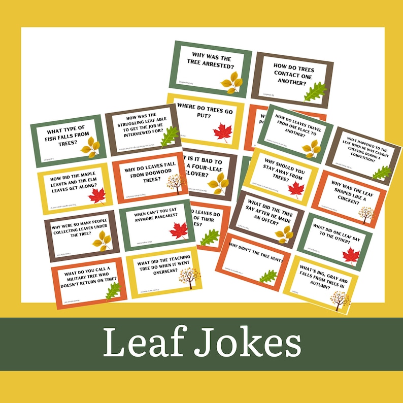 Leaf Joke Cards, Printable Autumn Lunchbox Notes for Kids - Etsy