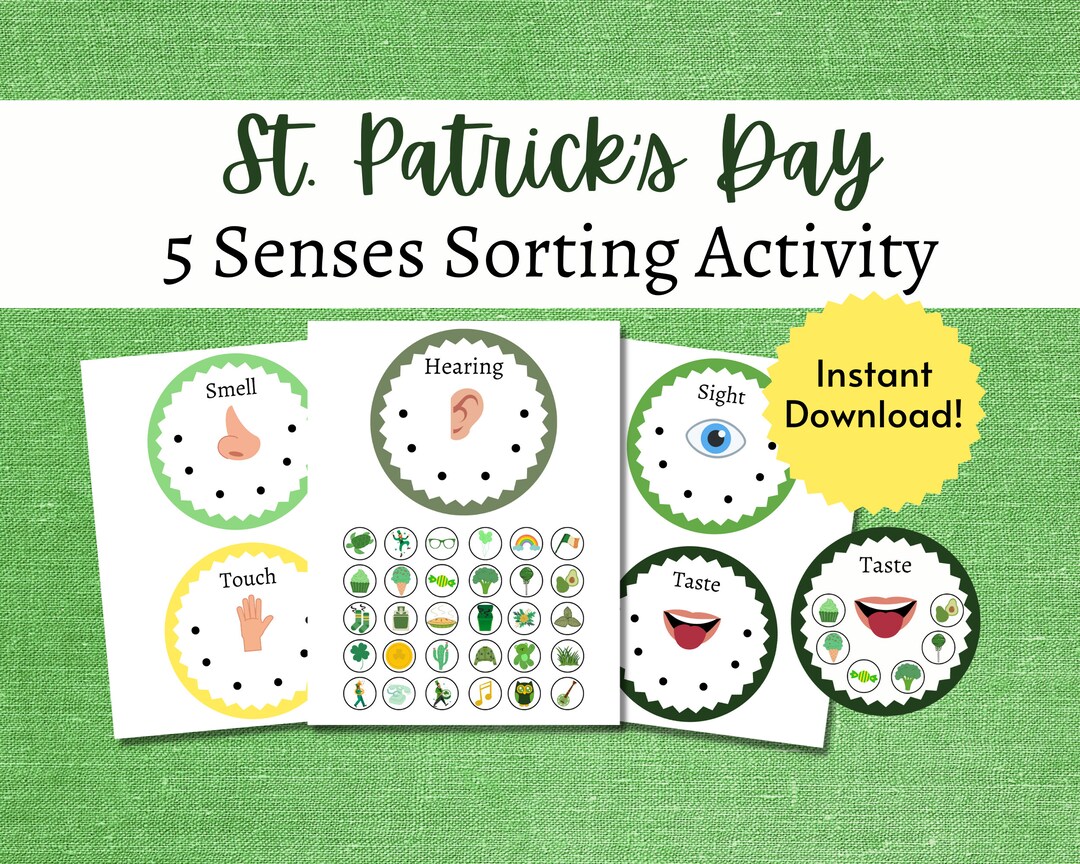 St. Patrick's Day 5 Senses Activity, Printable Learning Game for Kids ...
