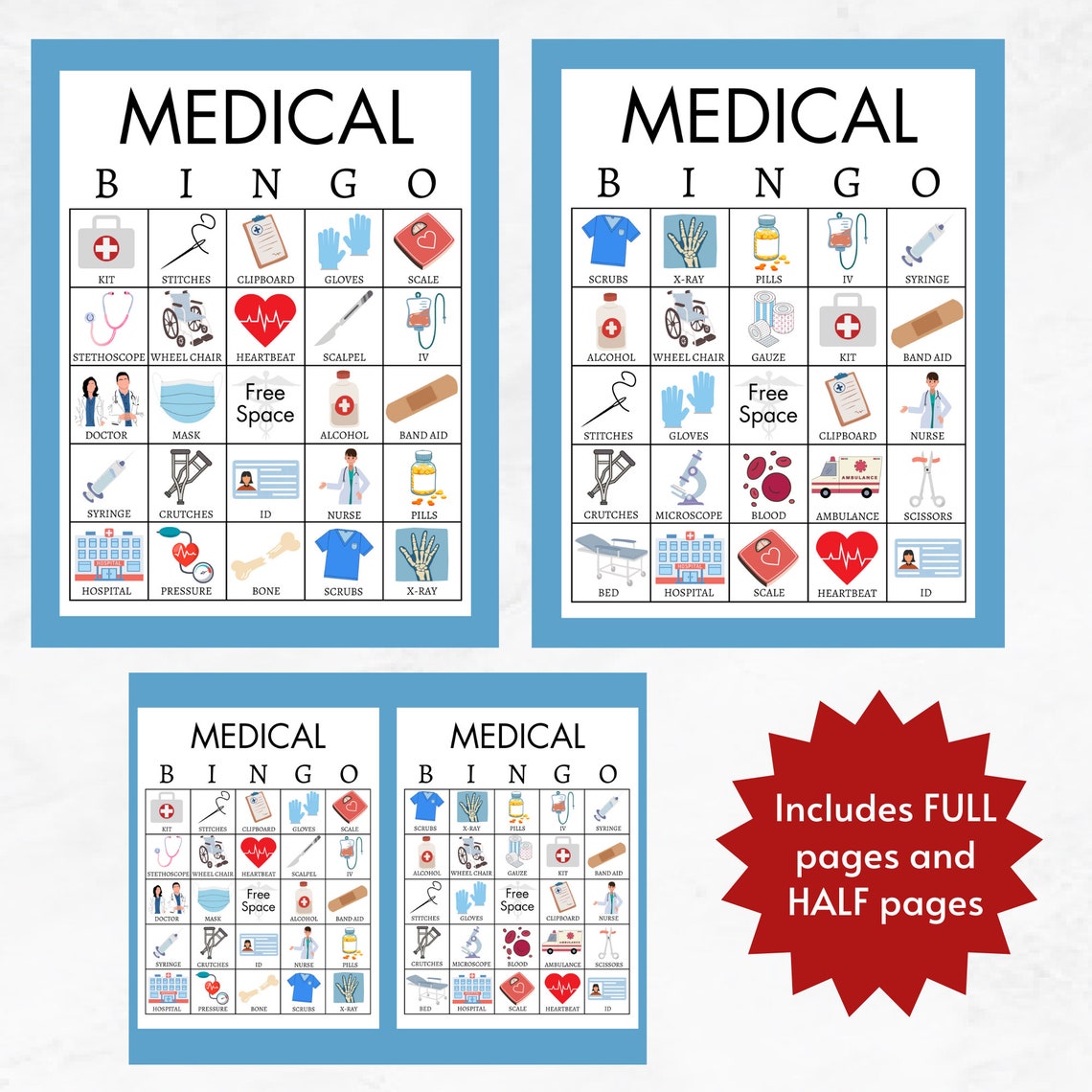 Medical Bingo Cards, Nurse Appreciation Week Game, Doctor-themed ...