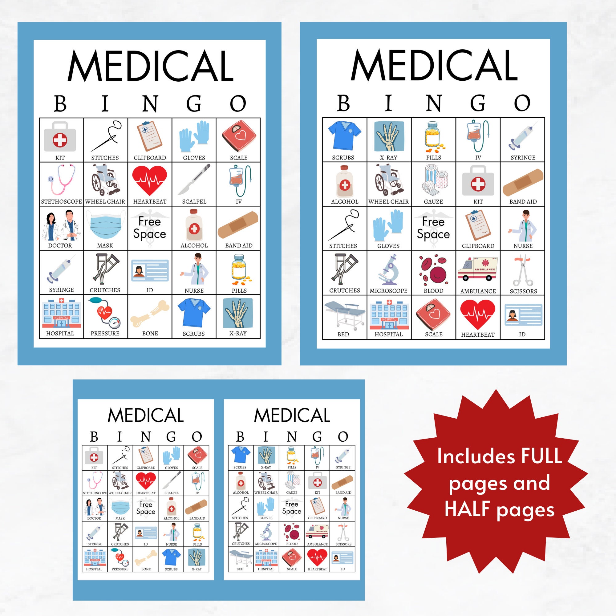 Medical Bingo Cards, Nurse Appreciation Week Game, Doctor-themed ...