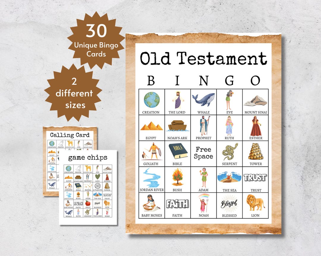 Old Testament Bingo Cards, Printable Bible Party Game for Kids, Teens ...
