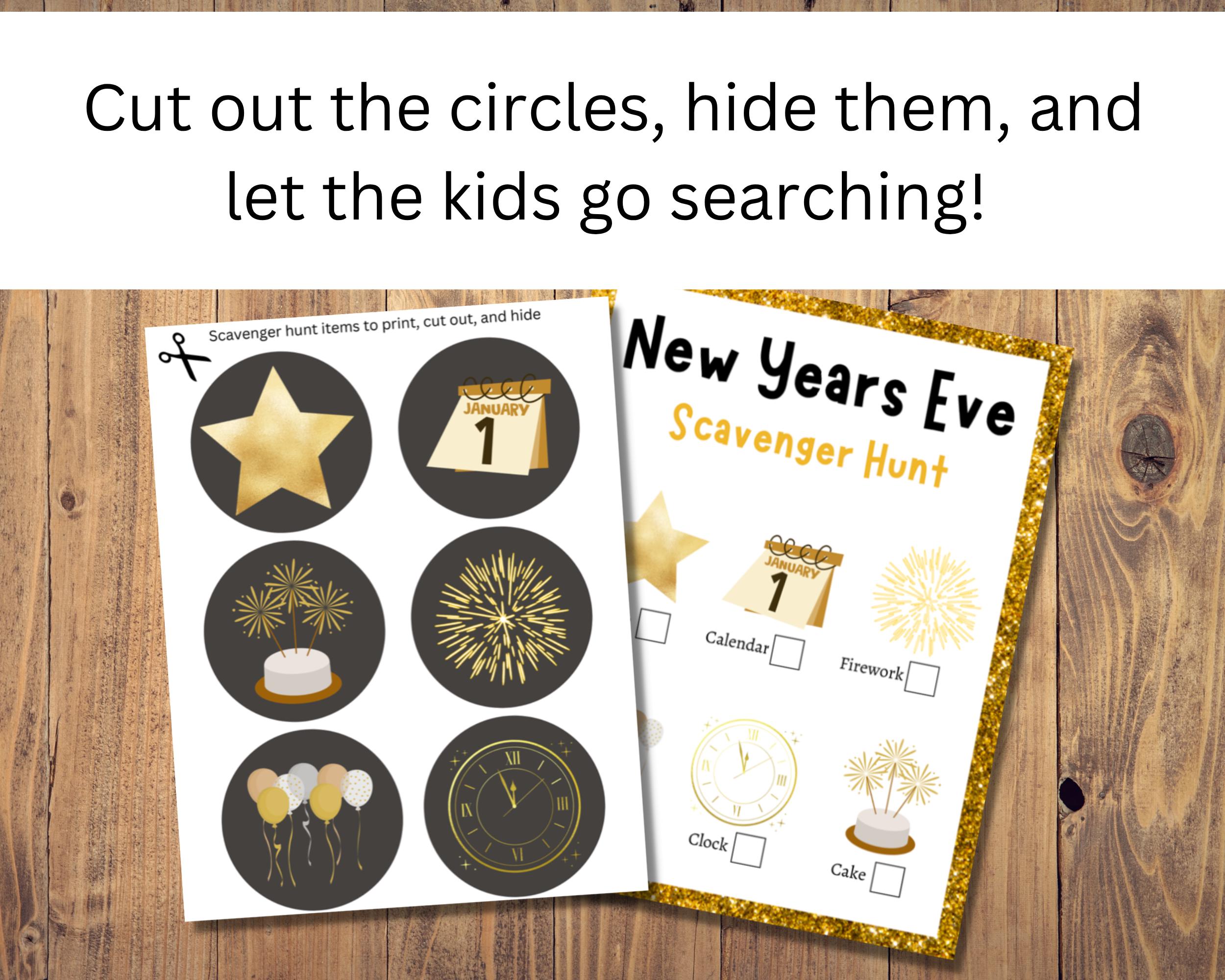 New Year's Eve Scavenger Hunt for Kids, Printable New Year Party Game ...