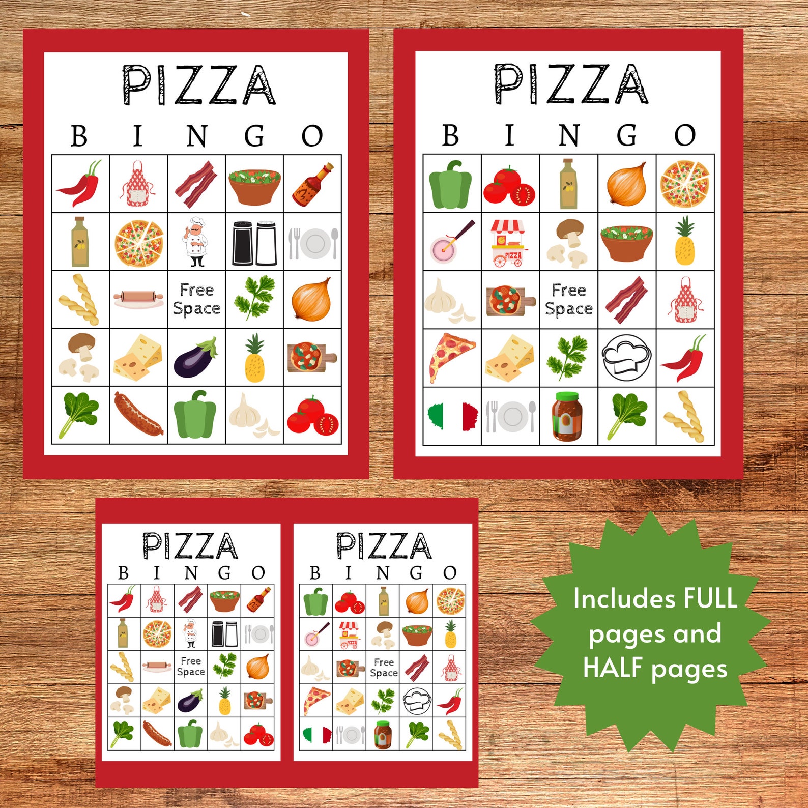 Pizza Bingo Cards, Printable Pizza Party Game for Kids, Teens, and ...