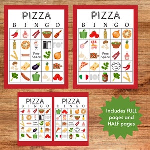 Pizza Bingo Cards, Printable Pizza Party Game for Kids, Teens, and ...