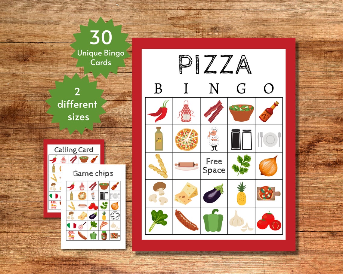 Pizza Bingo Cards, Printable Pizza Party Game for Kids, Teens, and ...