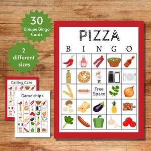 Pizza Bingo Cards, Printable Pizza Party Game for Kids, Teens, and ...