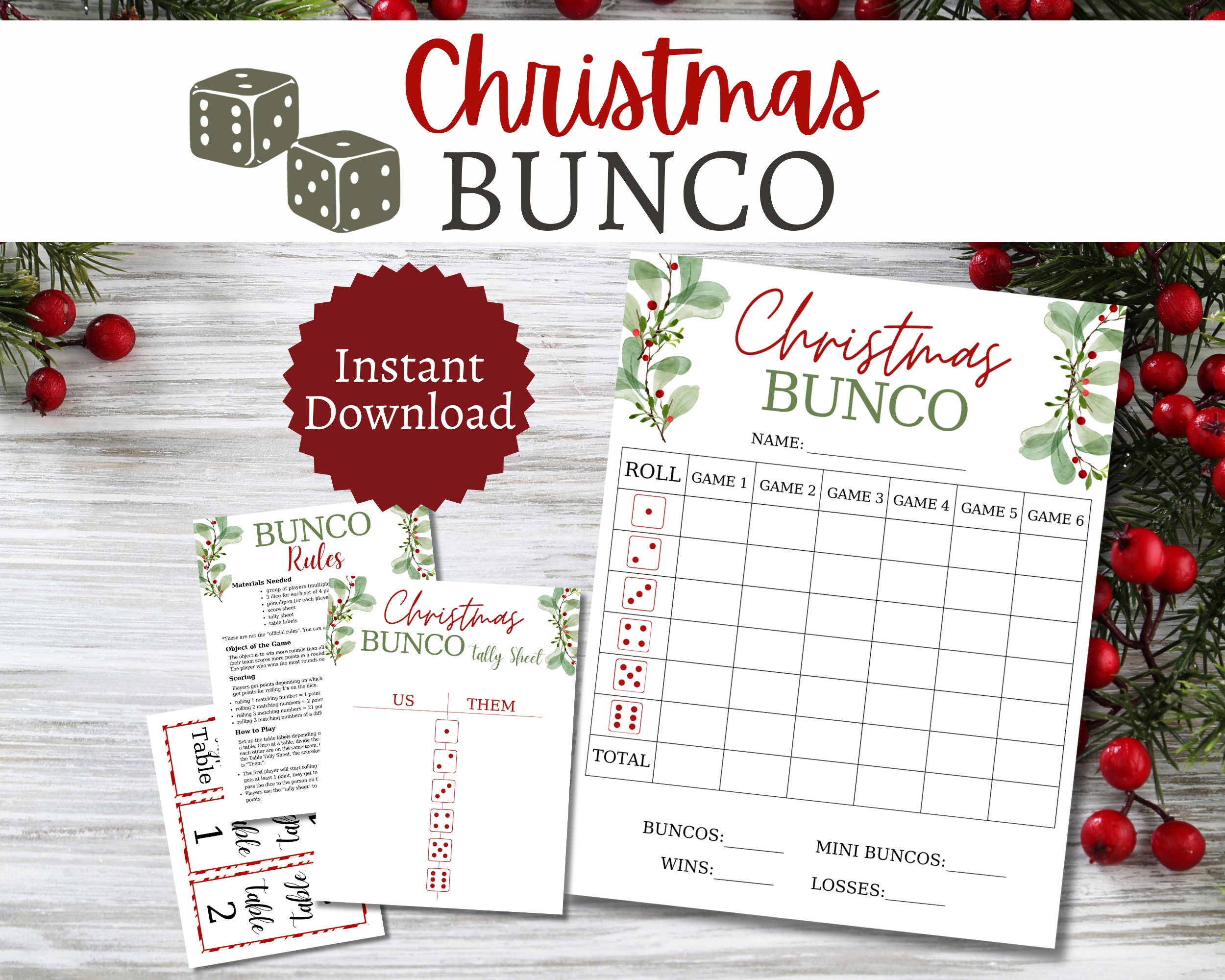 Christmas Bunco Bundle, Christmas Bunco Score Sheets, Holiday Bunco ...