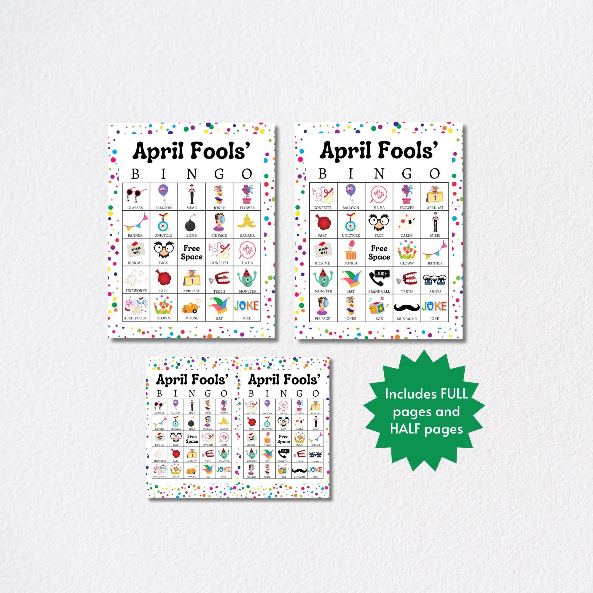 April Fools Day Bingo, Printable April 1st Party Game for Kids, Teens ...