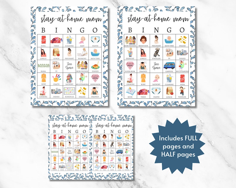 Stay-at-home Mom Bingo, Printable Mom Group Party Game, Ladies Night ...
