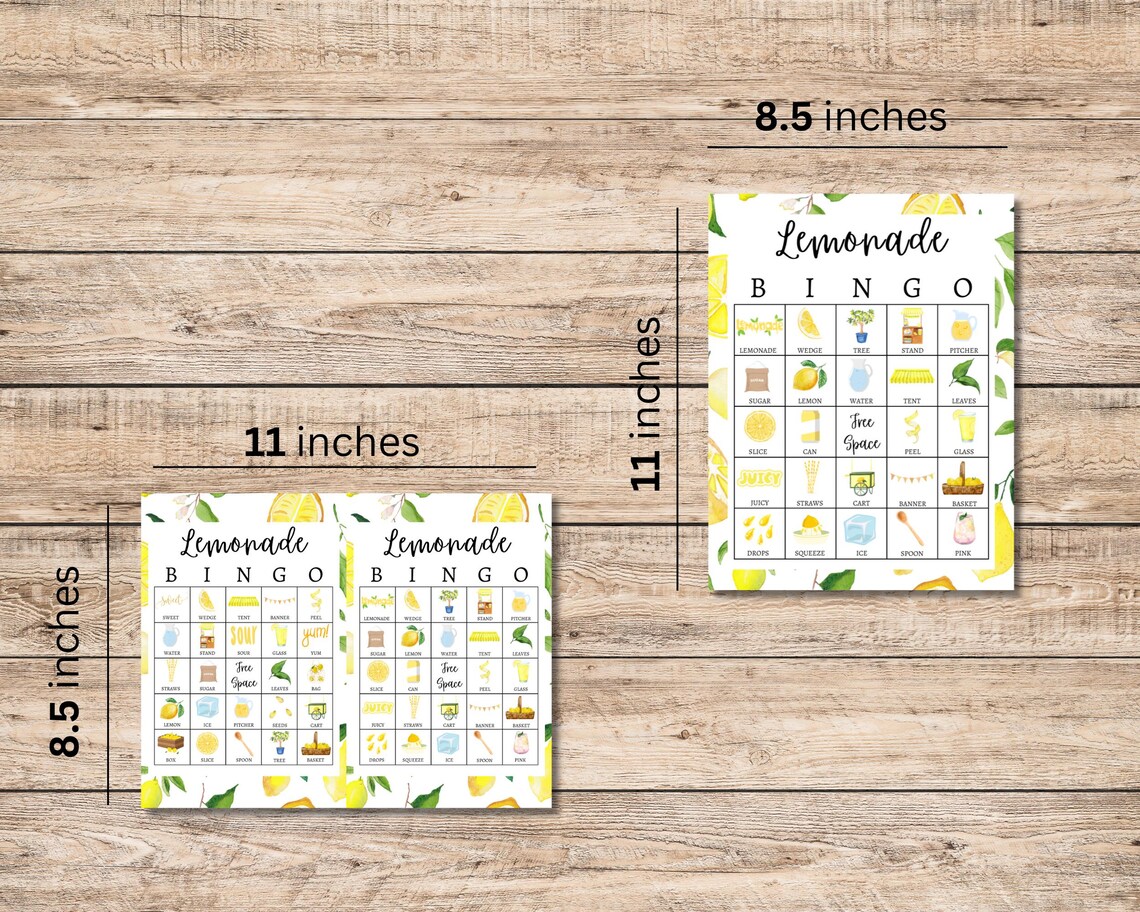 Lemonade Bingo Cards, Printable Lemon-themed Party Game for Kids and ...
