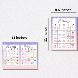Princess Bingo Cards, Princess Birthday Party Game for Kids, Printable ...