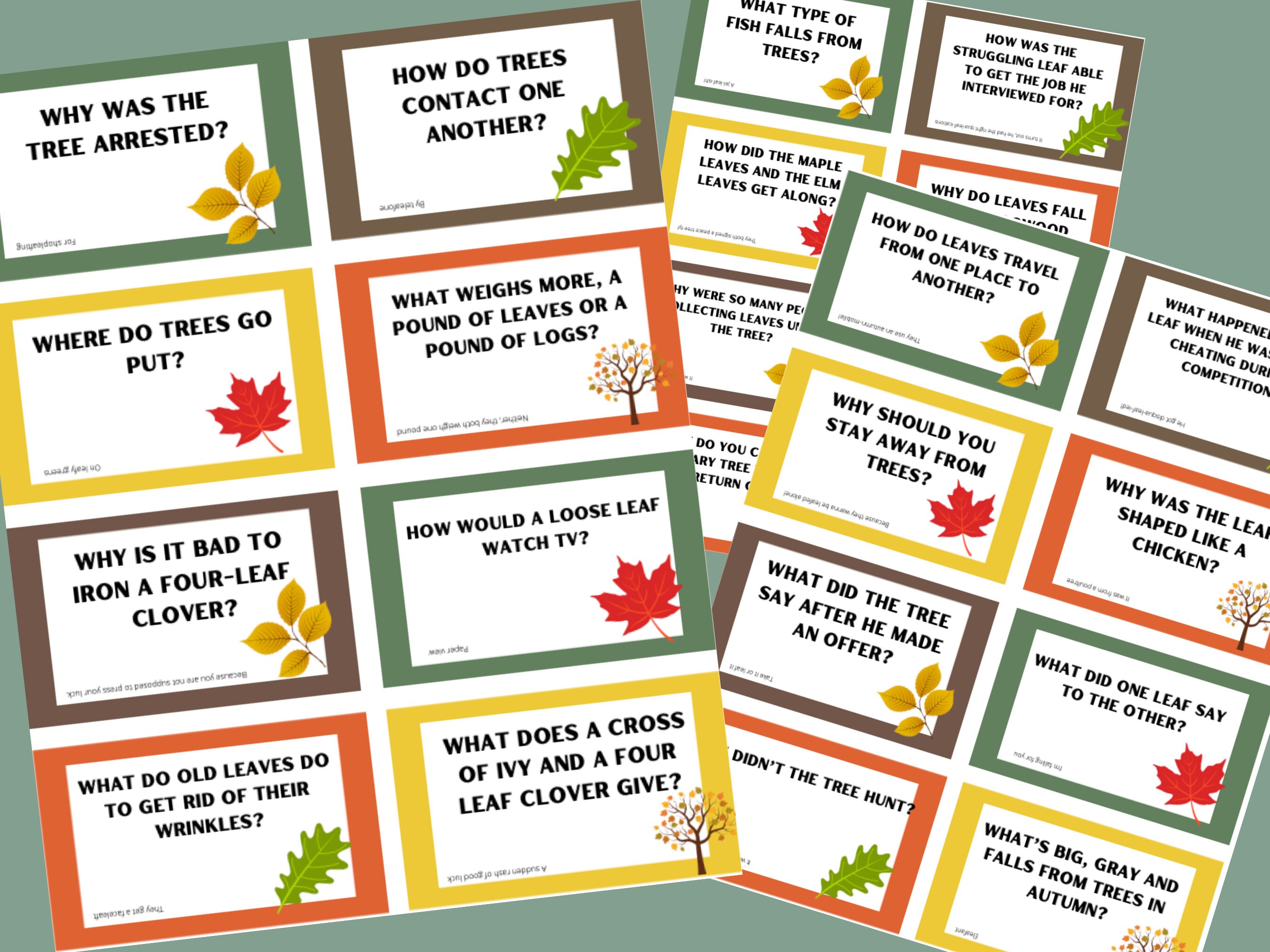 Leaf Joke Cards, Printable Autumn Lunchbox Notes for Kids - Etsy