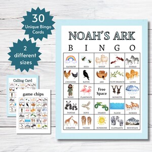 Noah's Ark Bingo Cards, Bible Stories Party Game for Kids, Teens, and ...