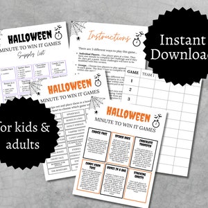 Halloween Minute to Win It Games, October Group Party Games for Kids ...