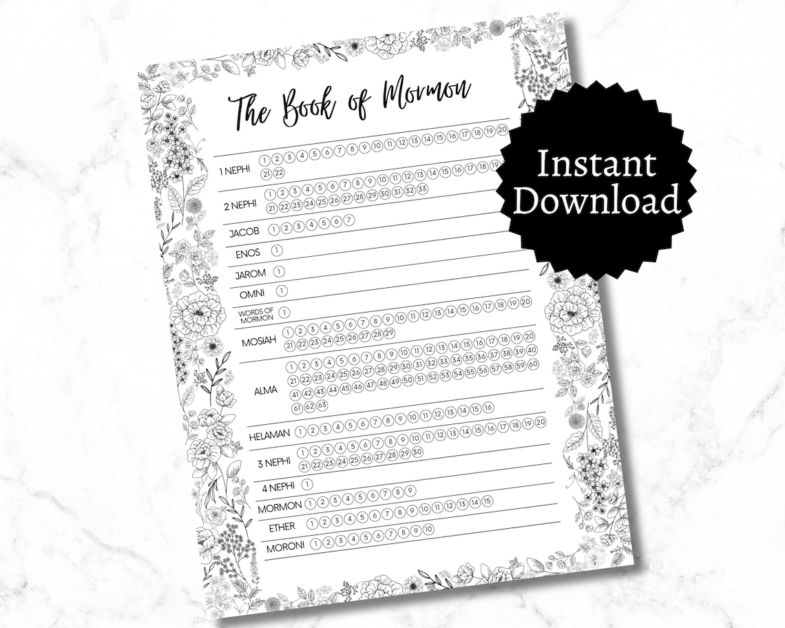 Book of Mormon Reading Chart, LDS Scripture Reading Tracker for Kids ...
