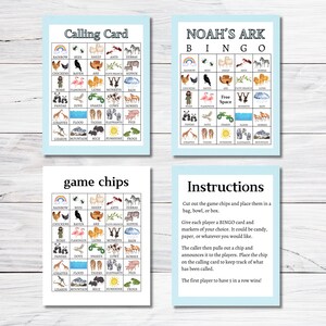 Noah's Ark Bingo Cards, Bible Stories Party Game for Kids, Teens, and ...