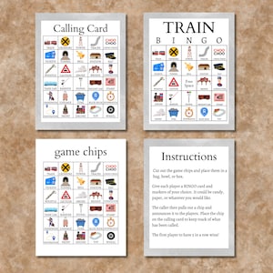 Train Bingo Cards, Printable Railroad Party Game for Kids, Teens, and ...
