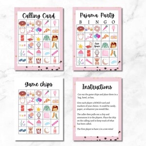 Pajama Party Bingo Cards, Printable Slumber Party Game for Kids, Girls ...