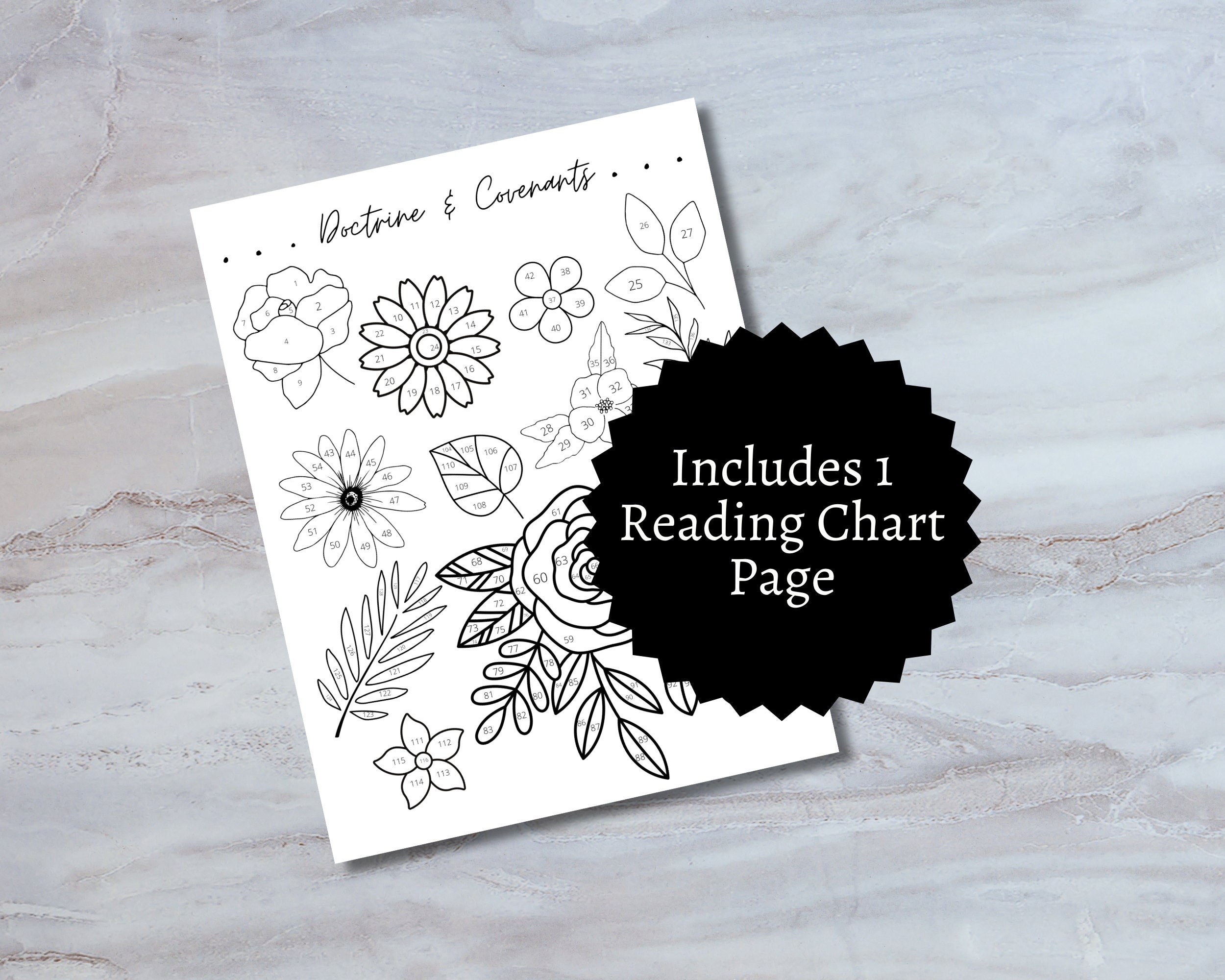 Doctrine and Covenants Reading Tracker, Cute Floral Scripture Reading ...
