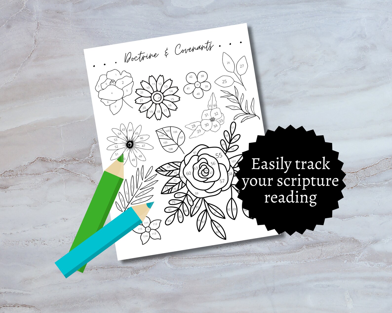 Doctrine and Covenants Reading Tracker, Cute Floral Scripture Reading ...