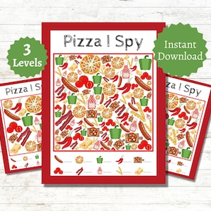 Pizza I Spy Game, Printable Pizza Party Games for Kids, Counting ...
