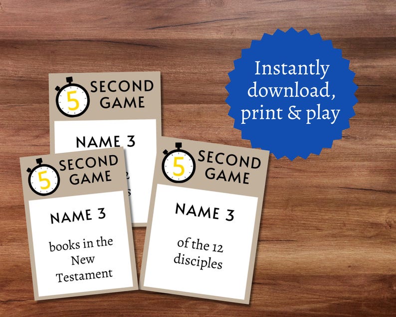 Bible Five Second Game, Printable Bible Game for Kids, Teens, and ...