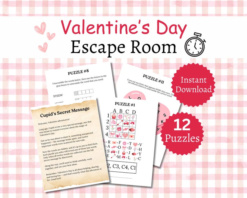 Valentine's Day Escape Room for Kids, Printable Puzzle Activity ...