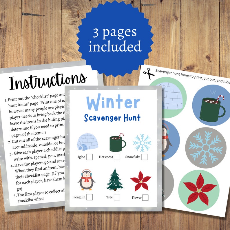 Winter Scavenger Hunt for Little Kids, Printable Indoor Activity for ...