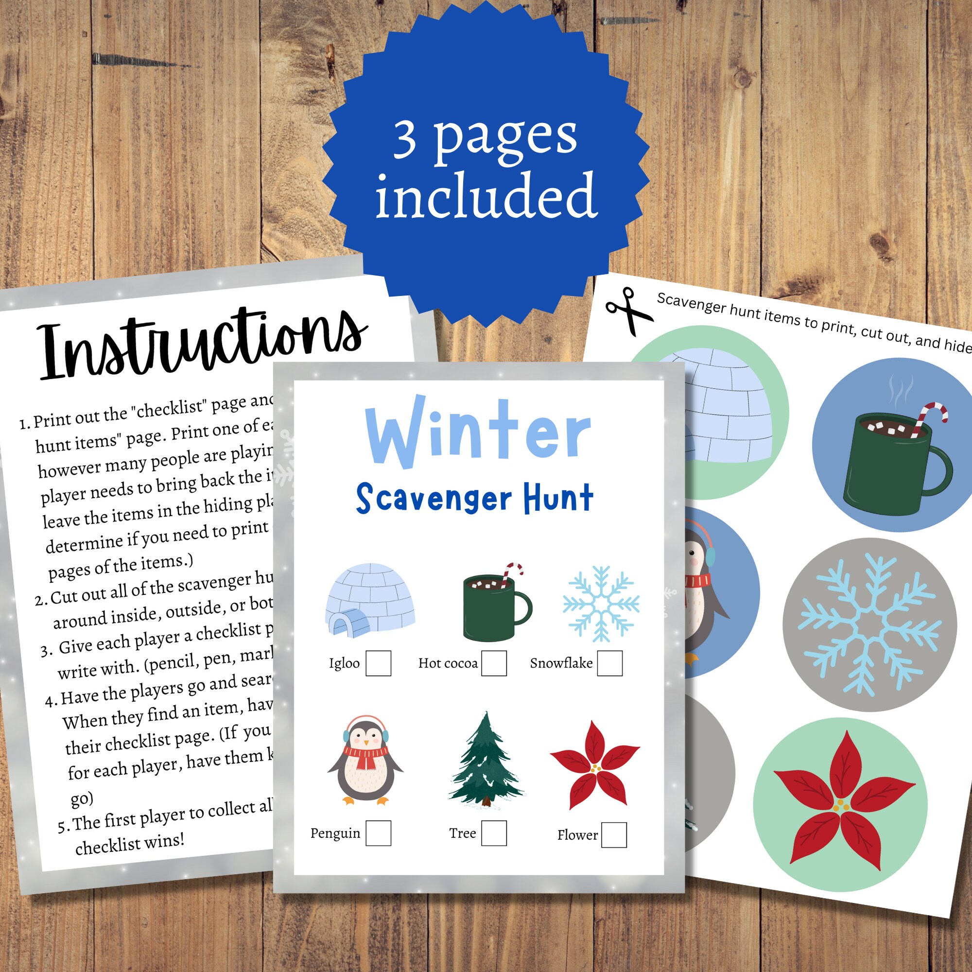 Winter Scavenger Hunt for Little Kids, Printable Indoor Activity for ...