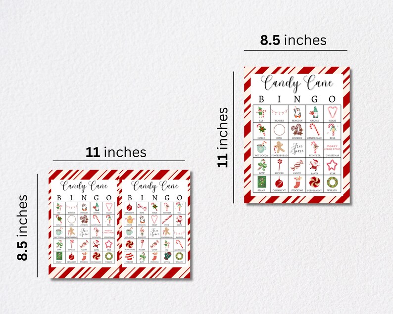 Candy Cane Bingo Cards, Christmas Party Game for Kids, Teens, and ...