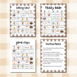 Teddy Bear Bingo Cards, Printable Baby Shower Game, Teddy Bear Birthday ...
