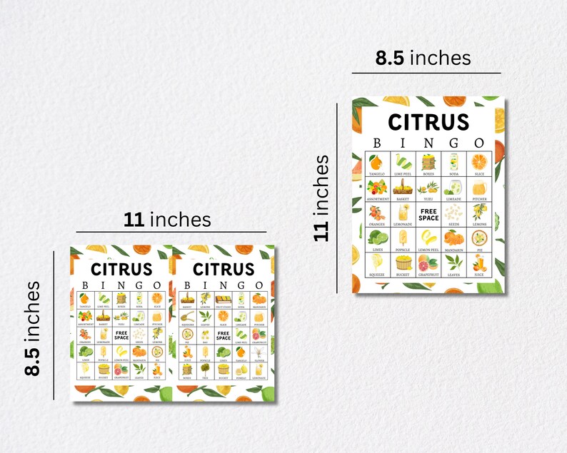 Citrus Bingo Game, Printable Fruit Party Activity for Kids, Teens, and ...