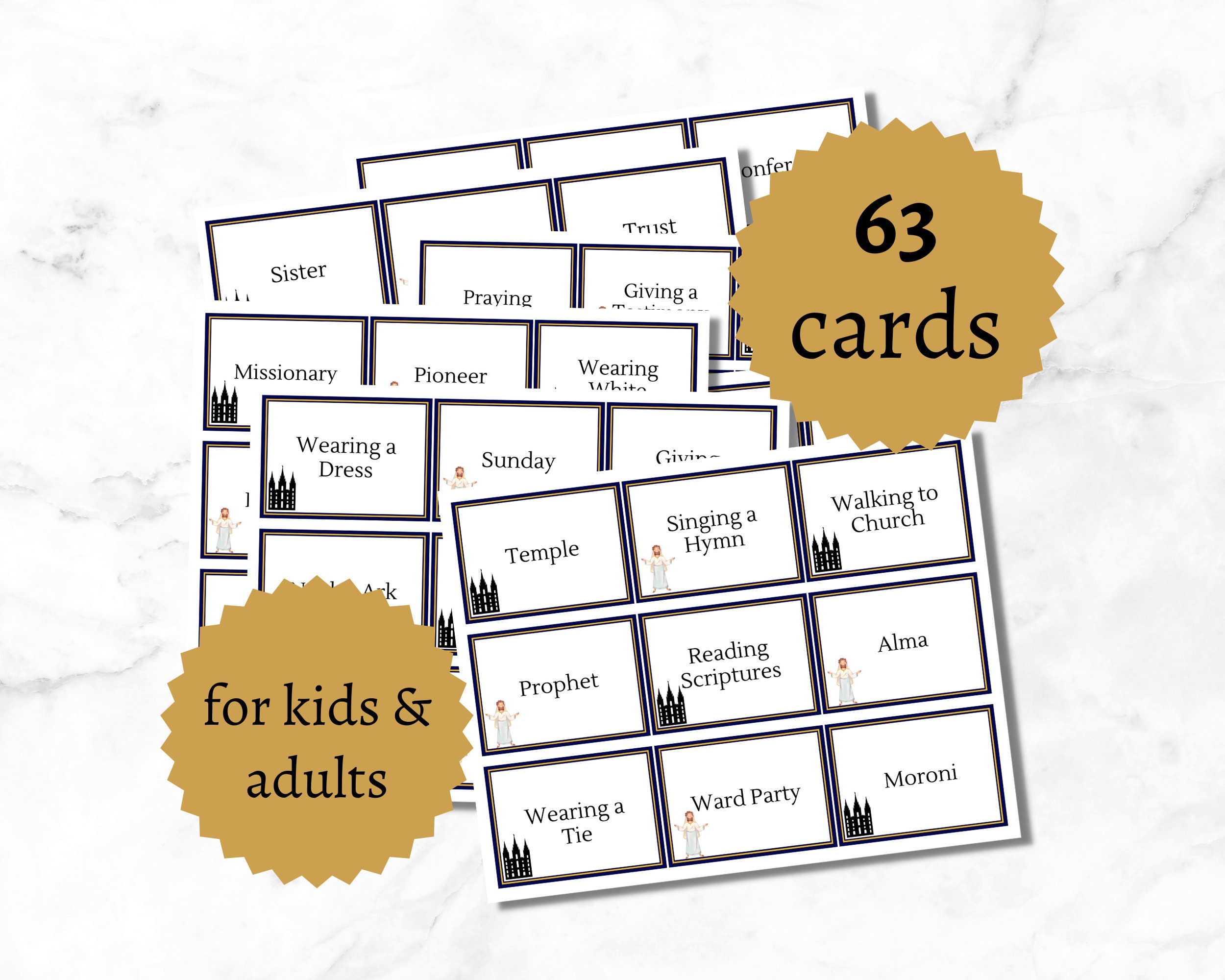 LDS Charades Game, Printable Latter Day Saint Games, LDS Pictionary ...