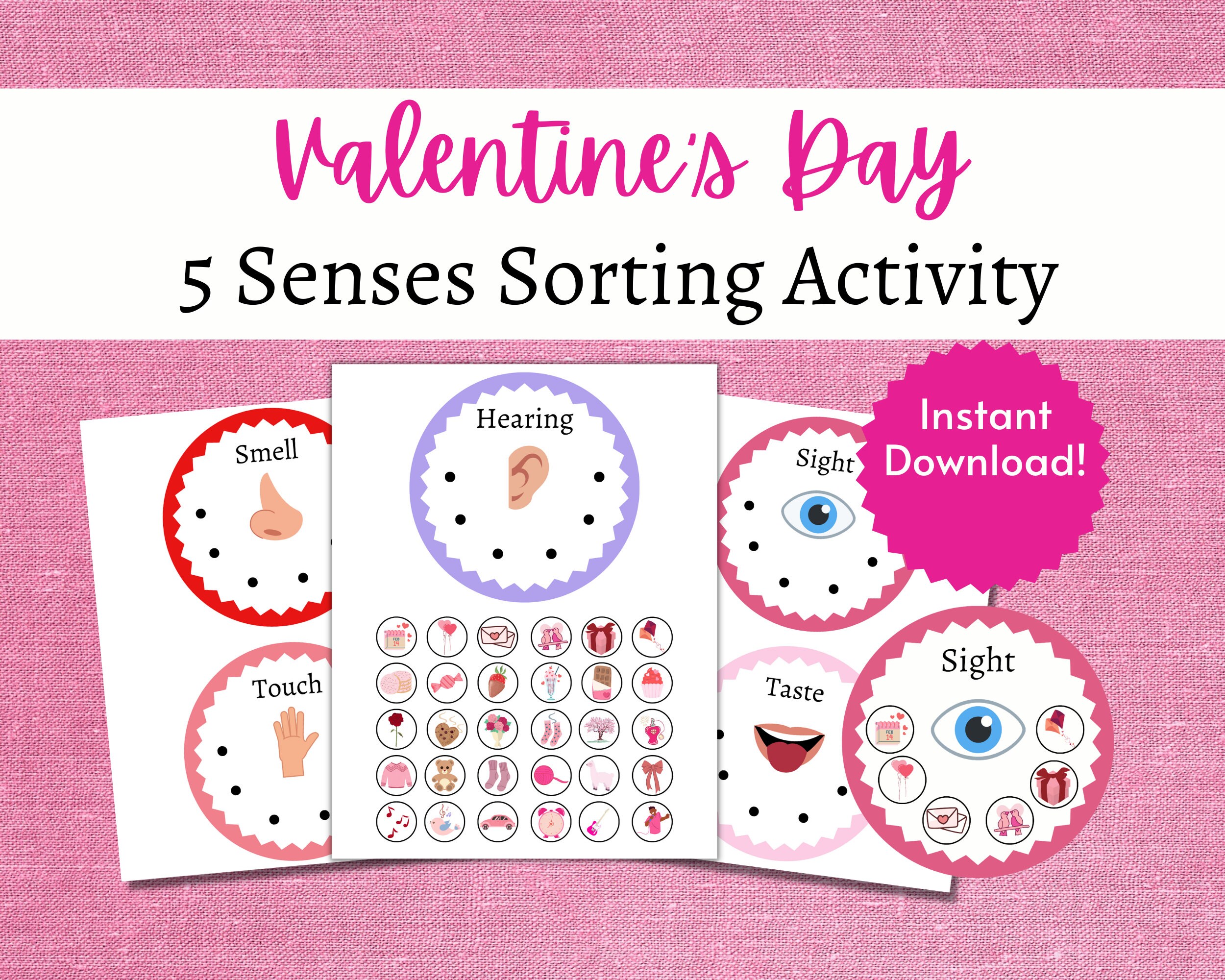 Valentine's Day 5 Senses Sorting Activity for Kids, 5 Senses Learning ...